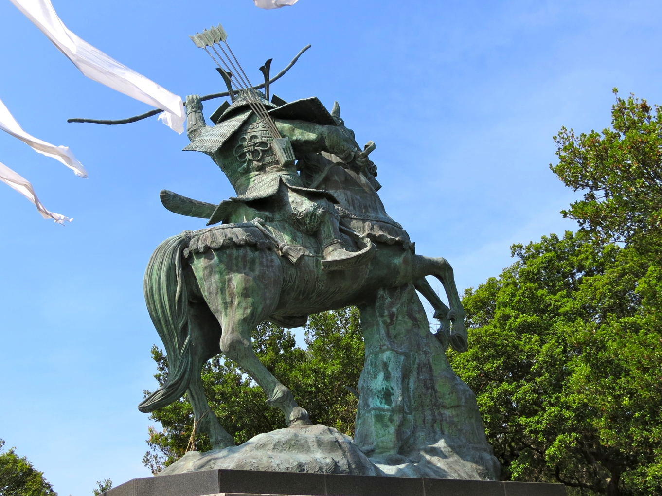 Equestrian statue of Minamoto Yoshitsune in Komatsushima Japan