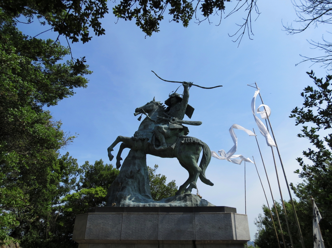 Equestrian statue of Minamoto Yoshitsune in Komatsushima Japan