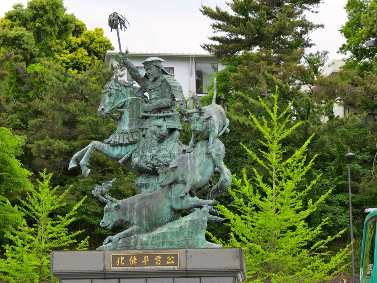 Equestrian statue of Hojó Soun in Odawara Japan