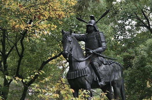 Equestrian statue of Todo Takatora in Tsu Japan