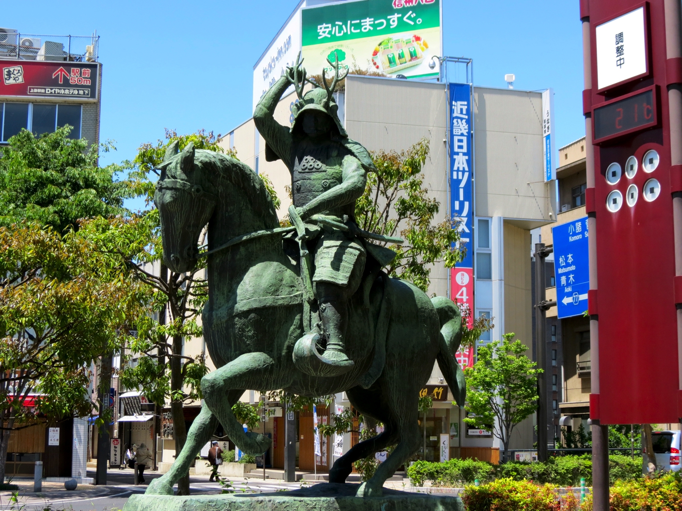 Equestrian statue of Sanada Yukimura in Ueda Japan