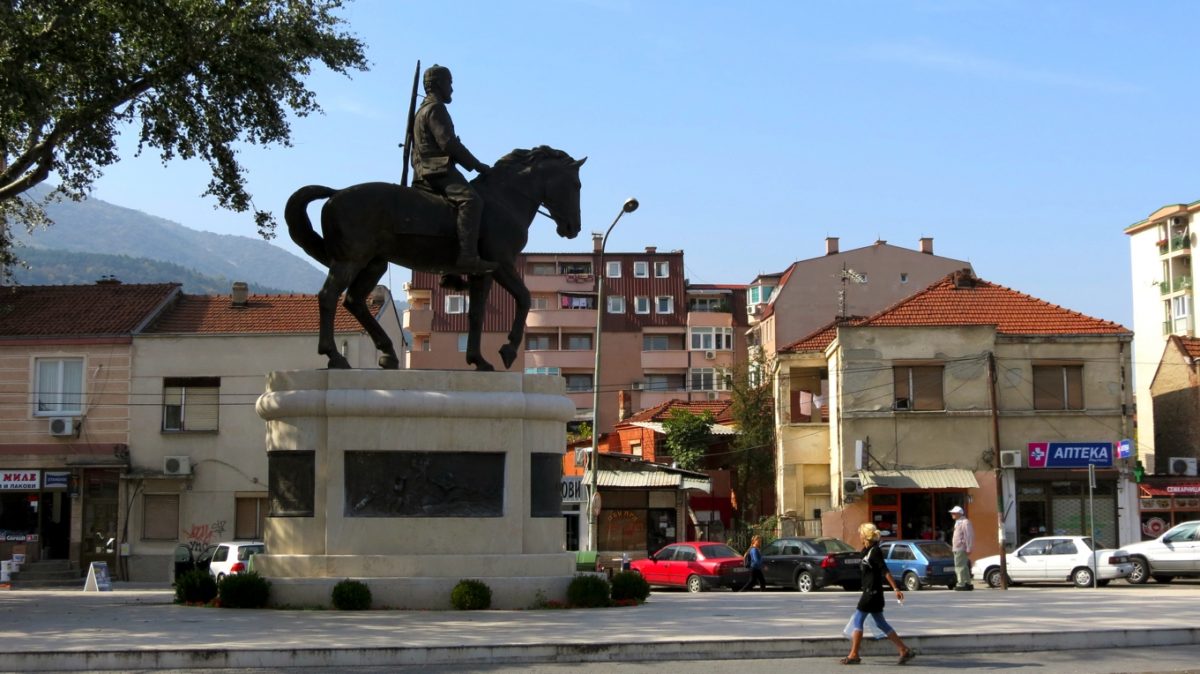 Equestrian statue of Todor Aleksandrov in Skopje Macedonia