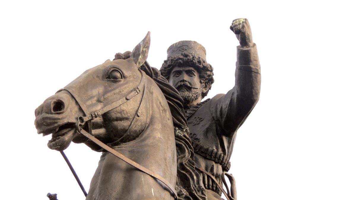 Equestrian statue of Pitu Guli in Skopje Macedonia