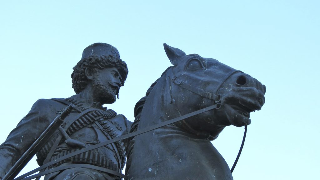 Equestrian statue of Pitu Guli in Skopje Macedonia