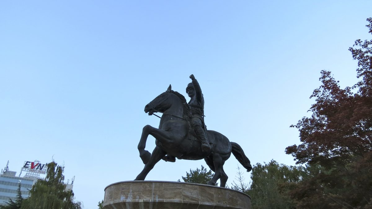 Equestrian statue of Pitu Guli in Skopje Macedonia