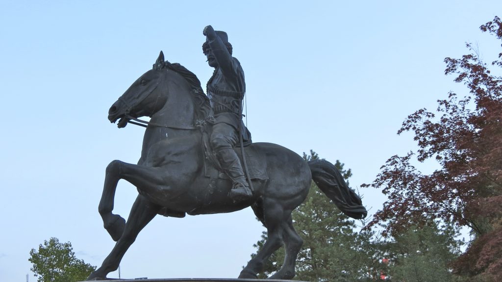 Equestrian statue of Pitu Guli in Skopje Macedonia