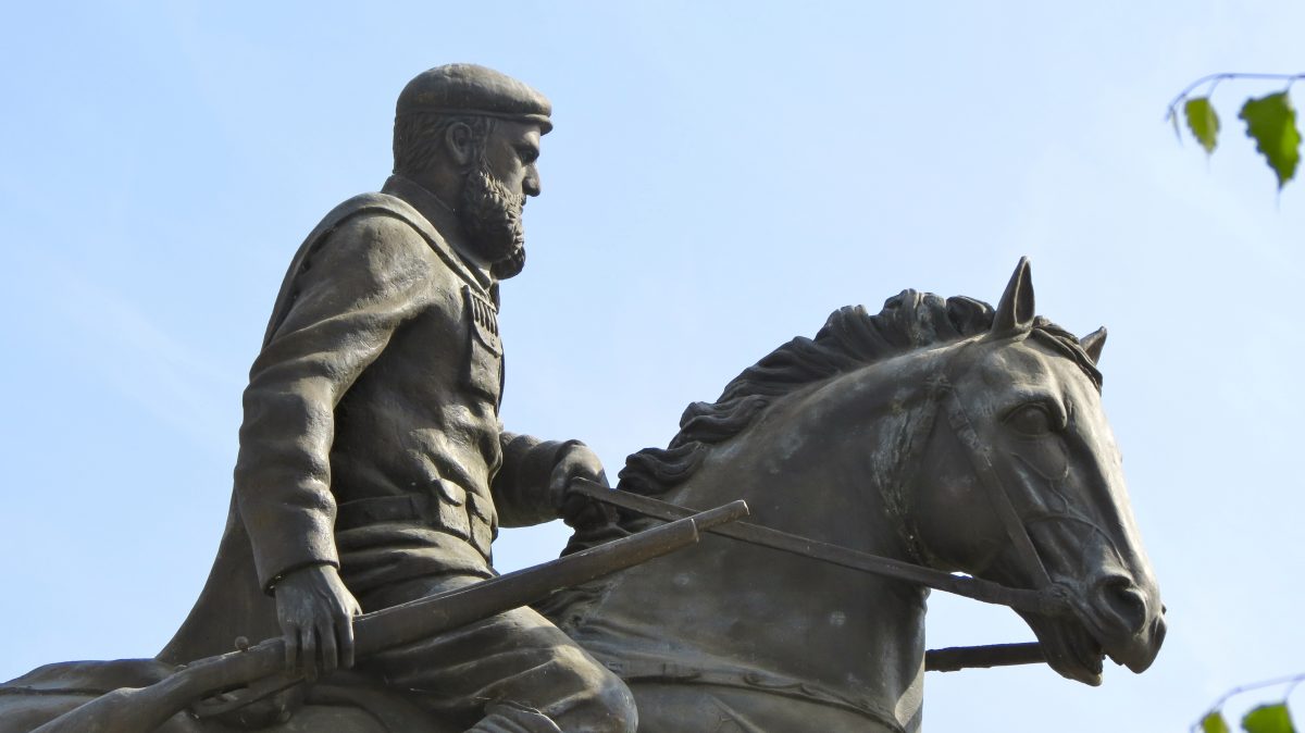 Equestrian statue of Jane Ivanov Sandanski in Skopje Macedonia