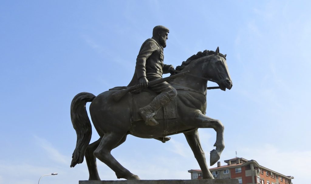 Equestrian statue of Jane Ivanov Sandanski in Skopje Macedonia