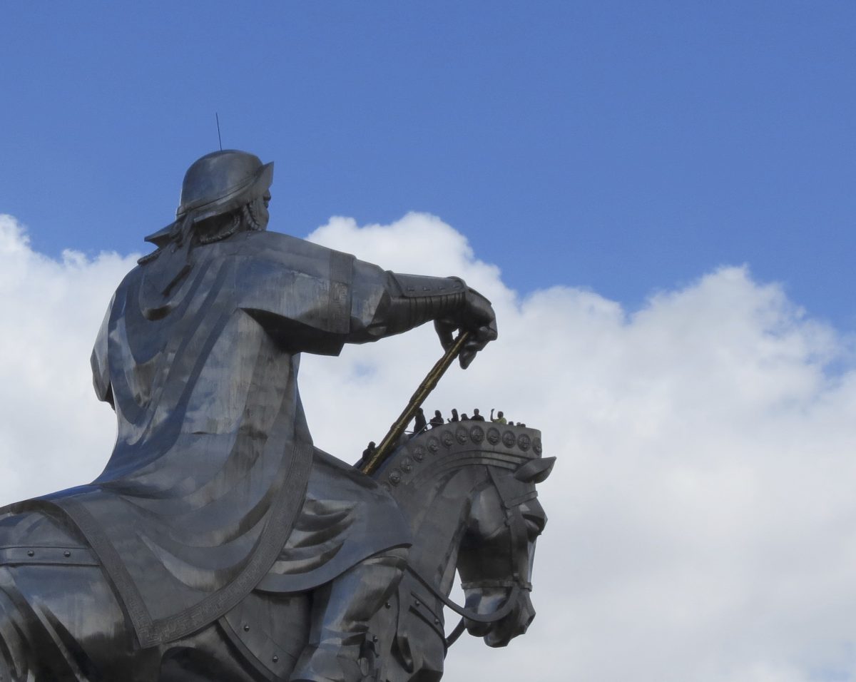 Equestrian statue of Genghis Khan in Tsonjin Boldog Mongolia