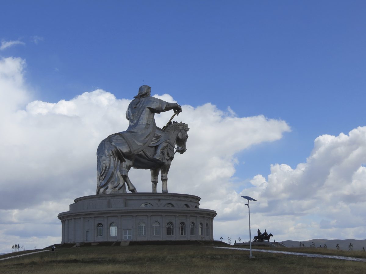 Equestrian statue of Genghis Khan in Tsonjin Boldog Mongolia