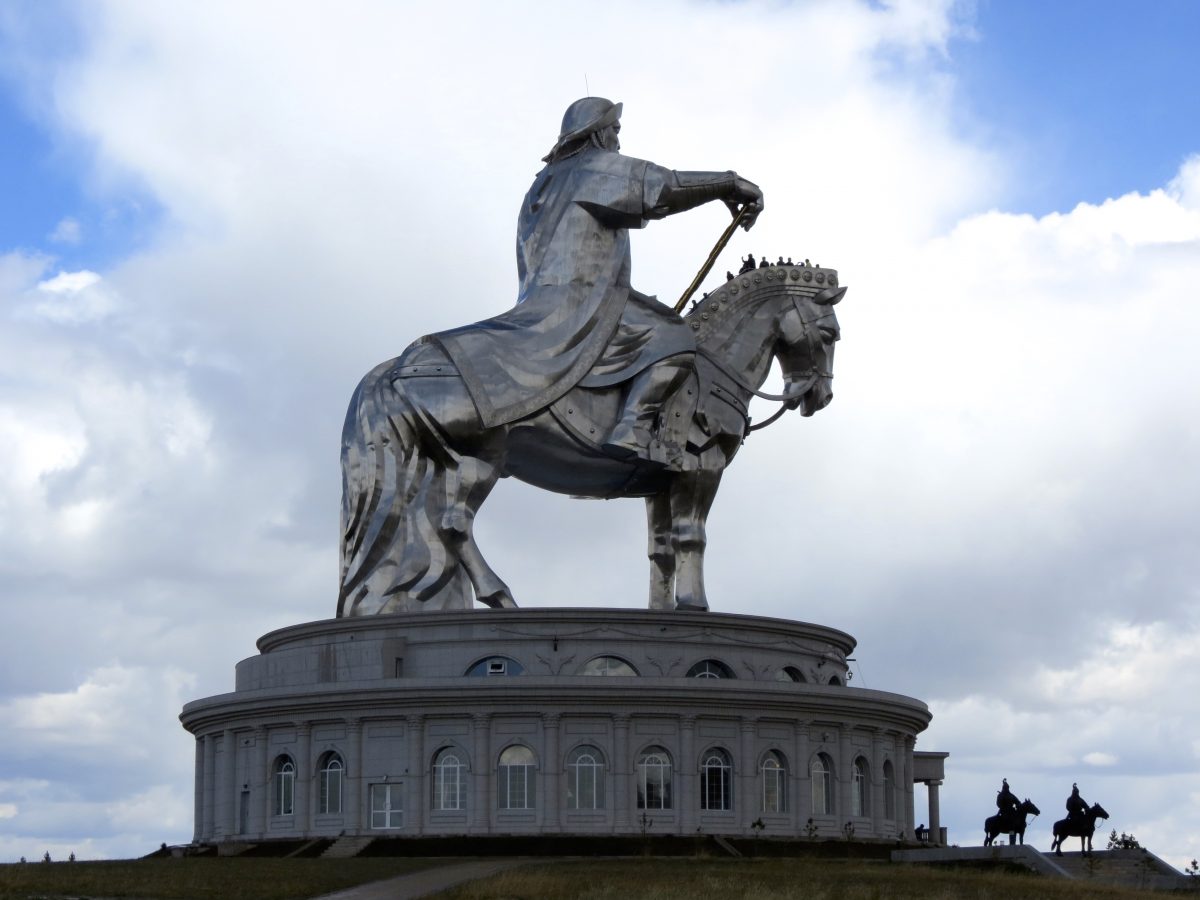 Equestrian statue of Genghis Khan in Tsonjin Boldog Mongolia