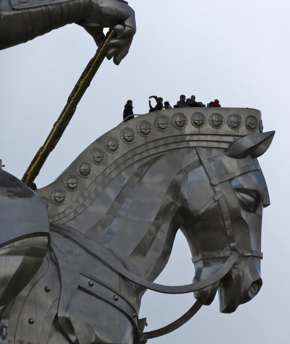 Equestrian statue of Genghis Khan in Tsonjin Boldog Mongolia