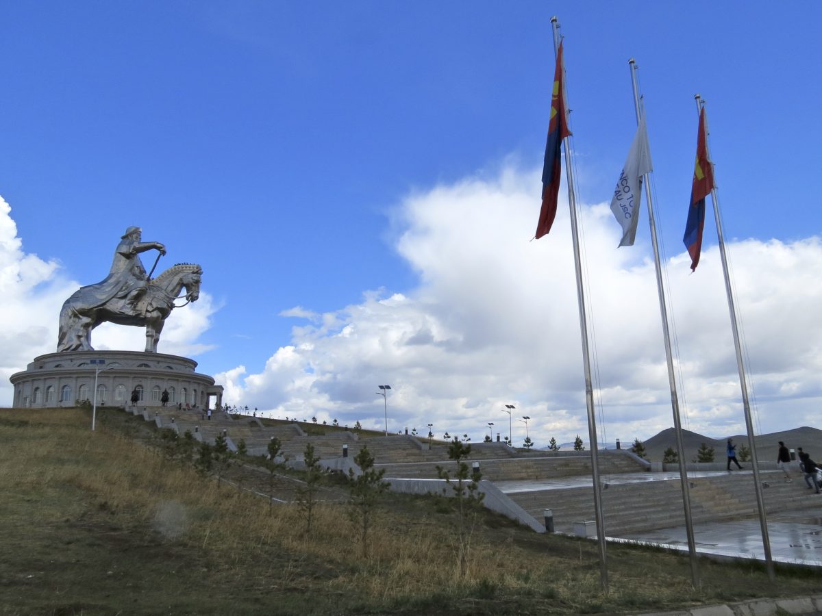 Equestrian statue of Genghis Khan in Tsonjin Boldog Mongolia