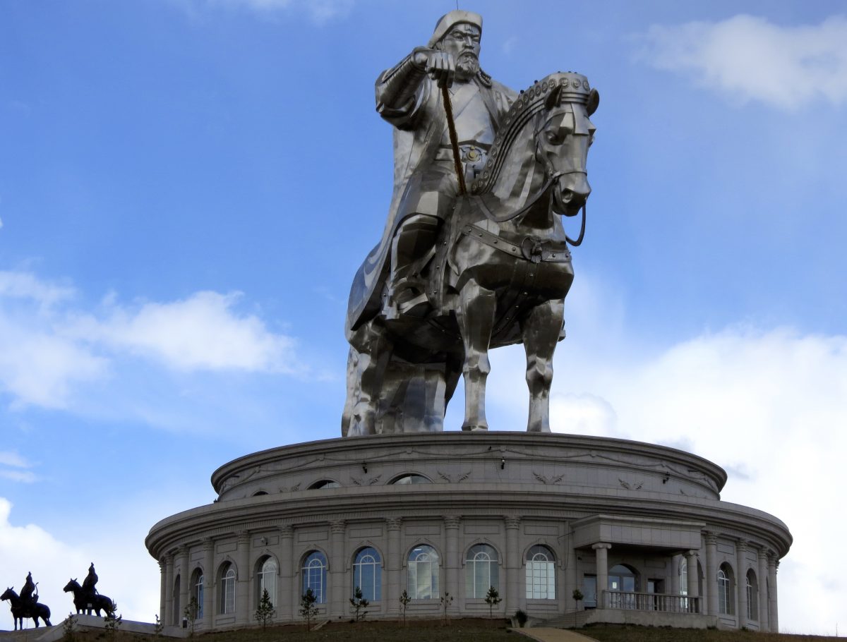 Equestrian statue of Genghis Khan in Tsonjin Boldog Mongolia