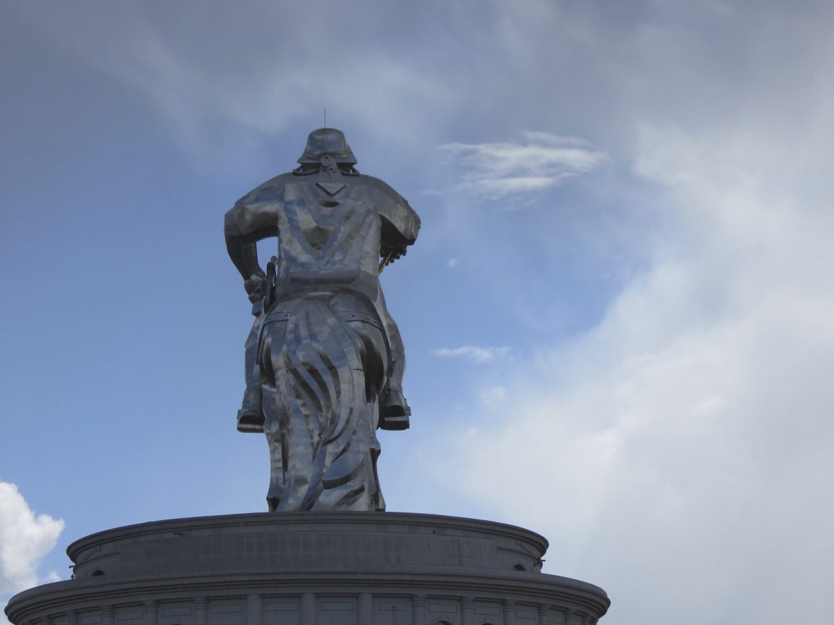 Equestrian statue of Genghis Khan in Tsonjin Boldog Mongolia