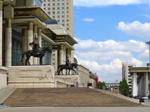 Equestrian statue of Mukhulai (Muqali) in Ulan Bator Mongolia