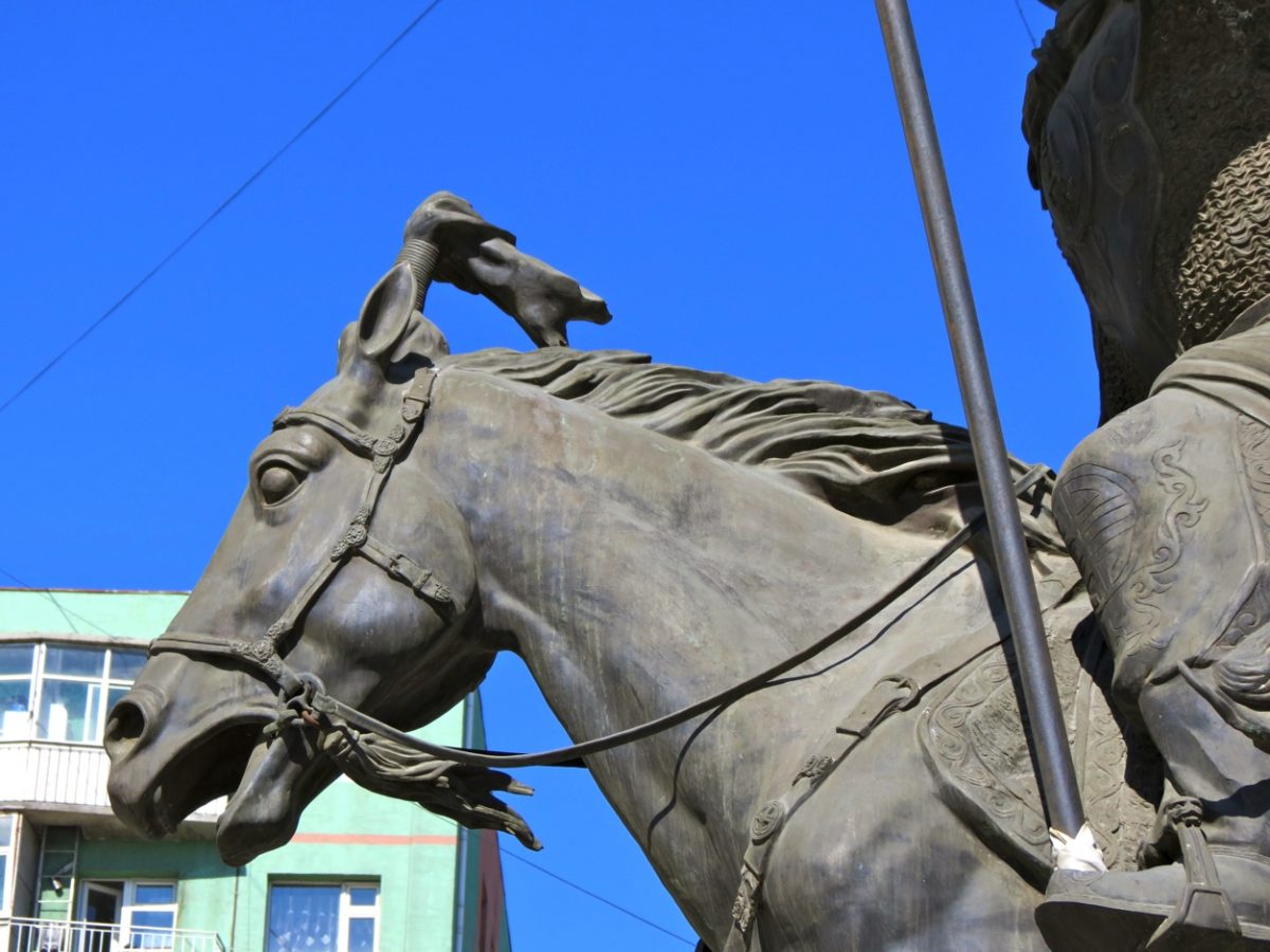 Equestrian statue of Chingünjav in Ulan Bator Mongolia