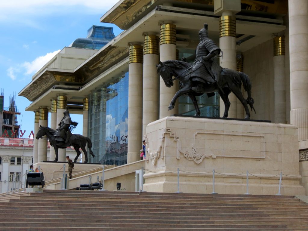 Equestrian statue of Mukhulai (Muqali) in Ulan Bator Mongolia