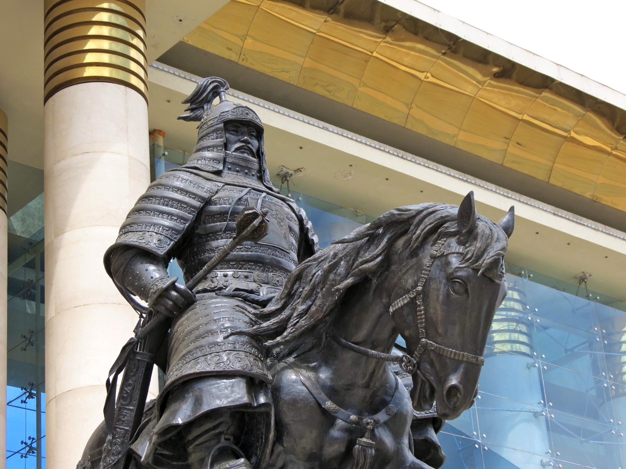 Equestrian statue of Mukhulai (Muqali) in Ulan Bator Mongolia