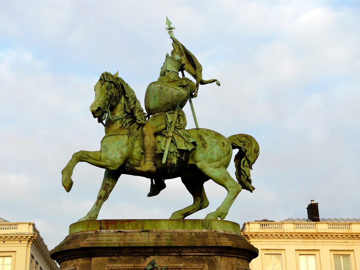 Equestrian statue of Godefroid de Bouillon in Brussels Belgium