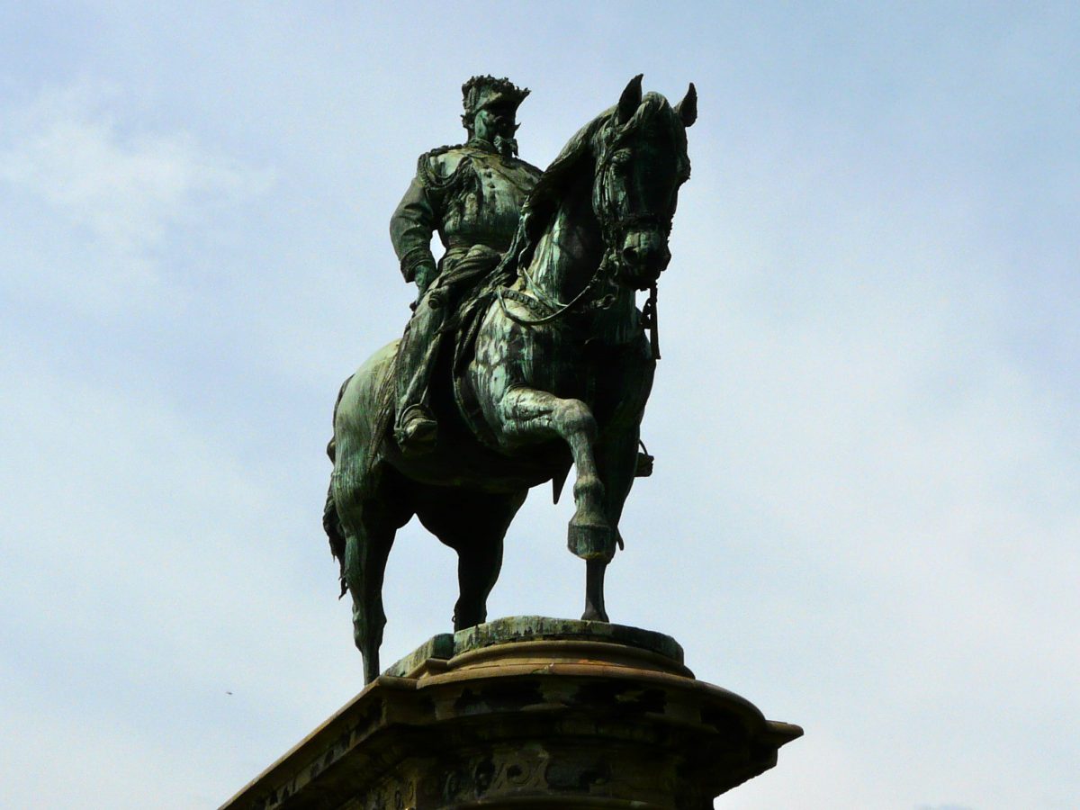 Equestrian statue of Vittorio Emanuele ll in Florence Italy