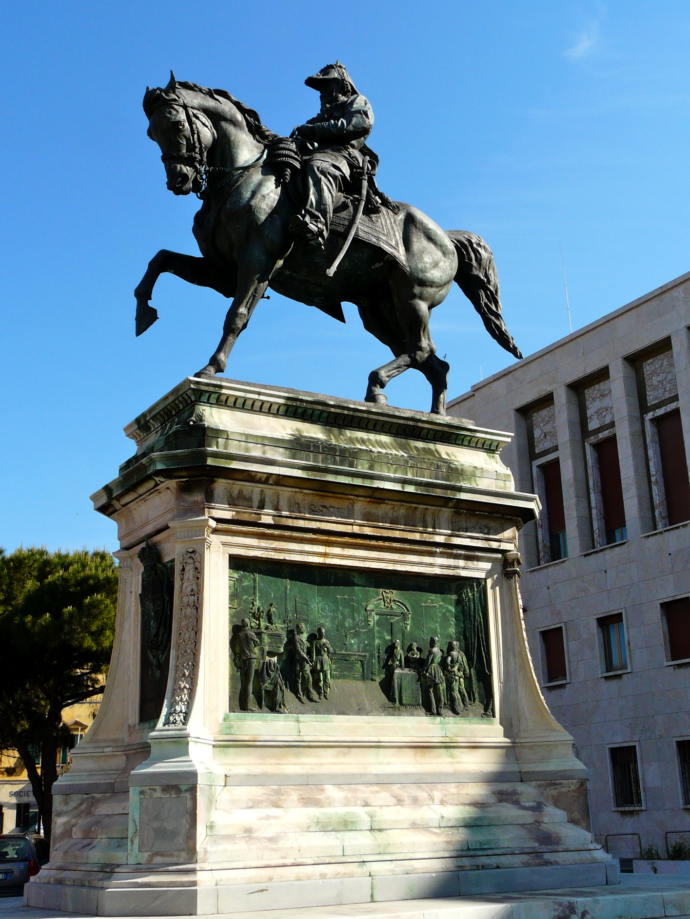Equestrian statue of Vittorio Emanuele ll in Livorno Italy