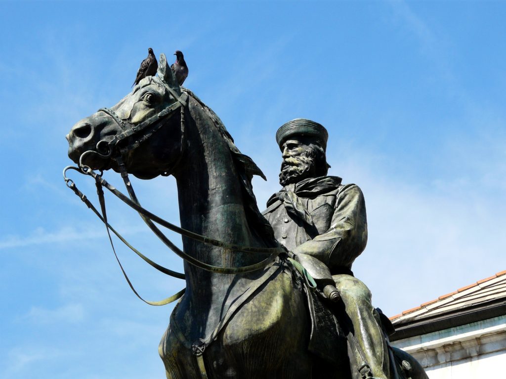 Equestrian statue of Giuseppe Garibaldi in Genoa Italy