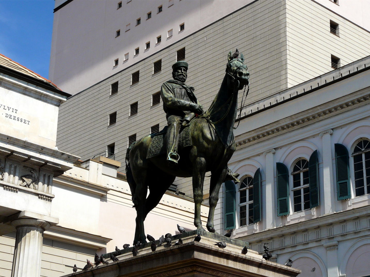 Equestrian statue of Giuseppe Garibaldi in Genoa Italy