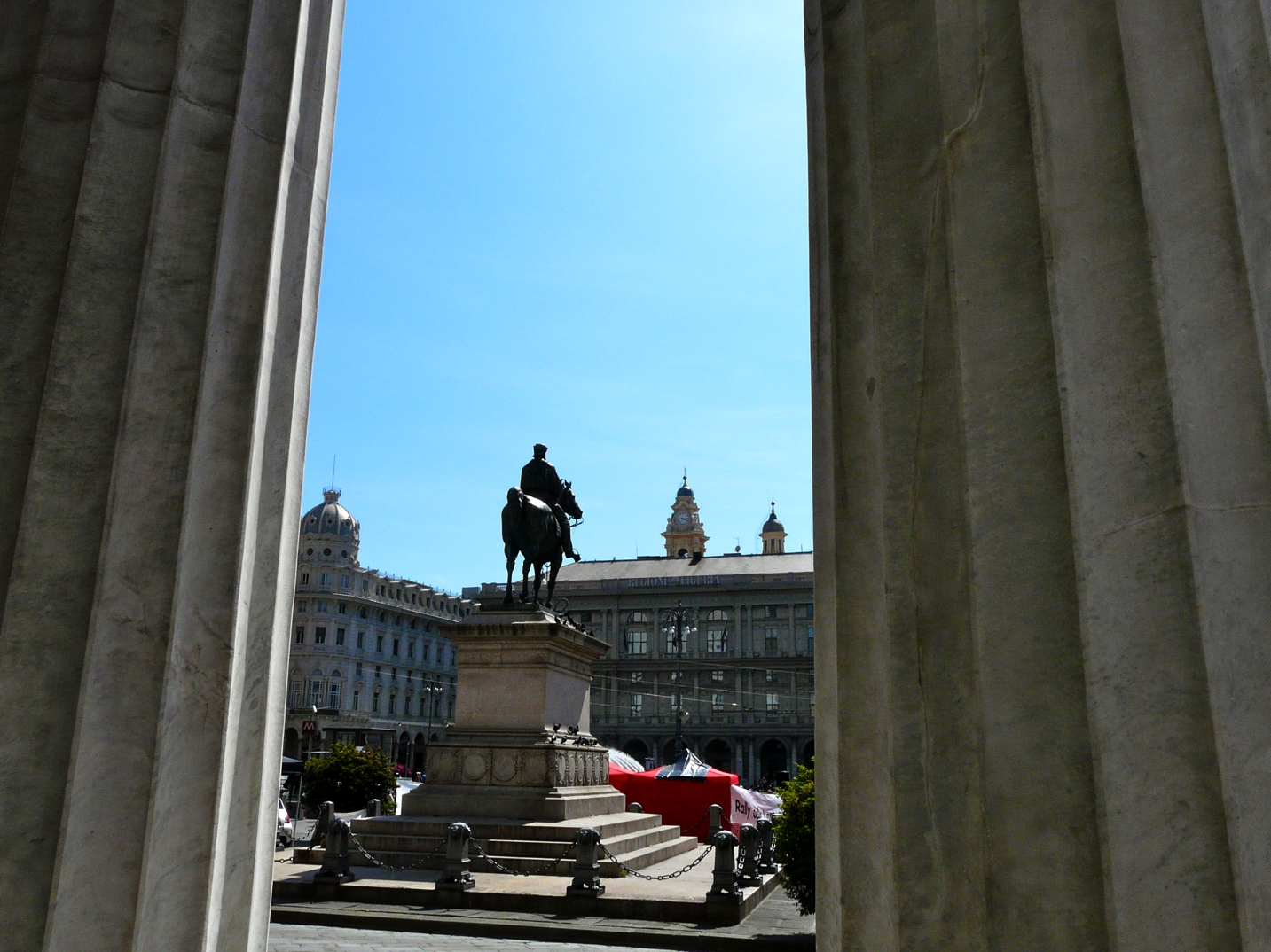 Equestrian statue of Giuseppe Garibaldi in Genoa Italy