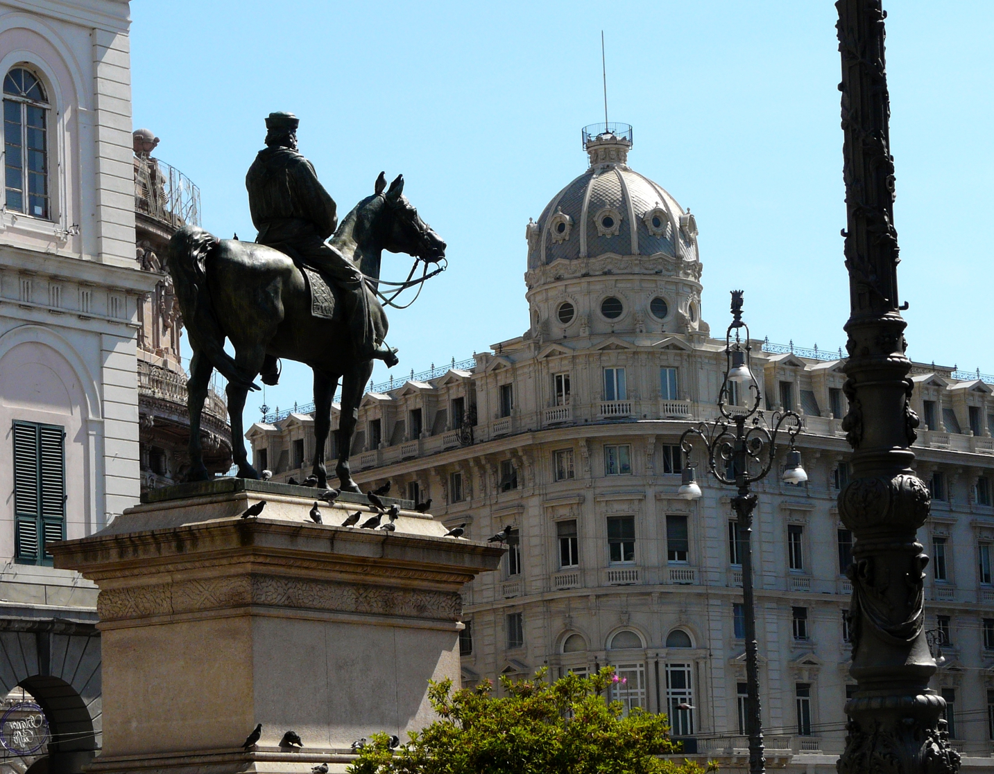 Equestrian statue of Giuseppe Garibaldi in Genoa Italy