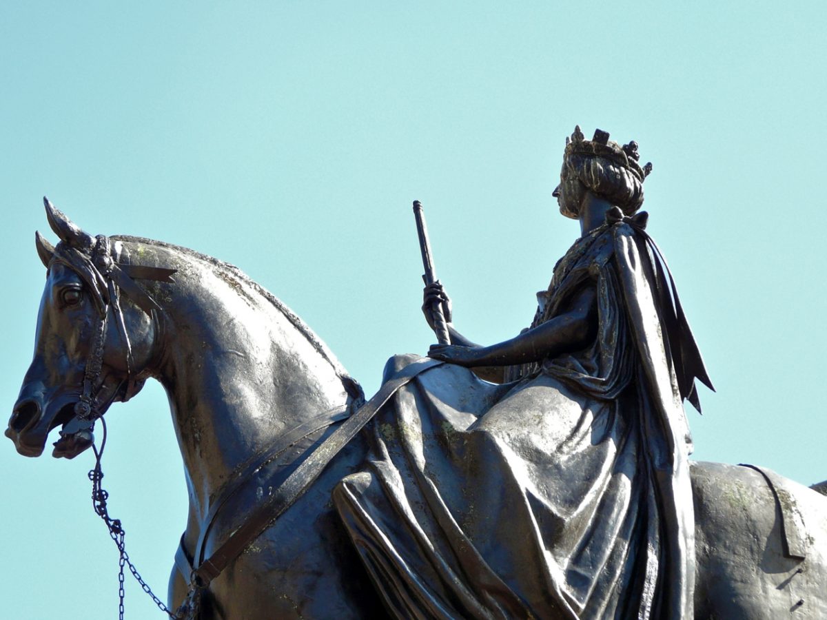 Equestrian statue of Queen Victoria in Glasgow UK