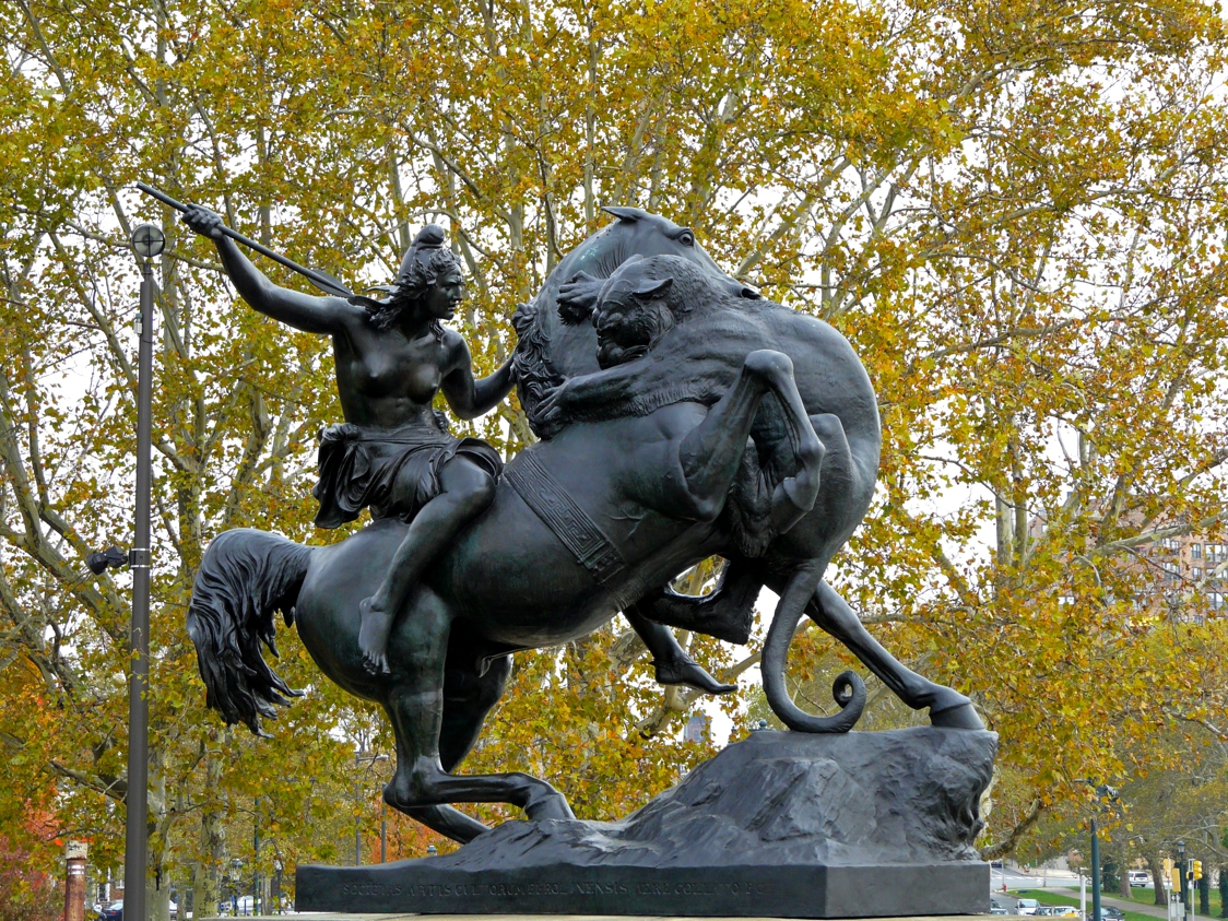 Equestrian statue of Amazon in PA Philadelphia US