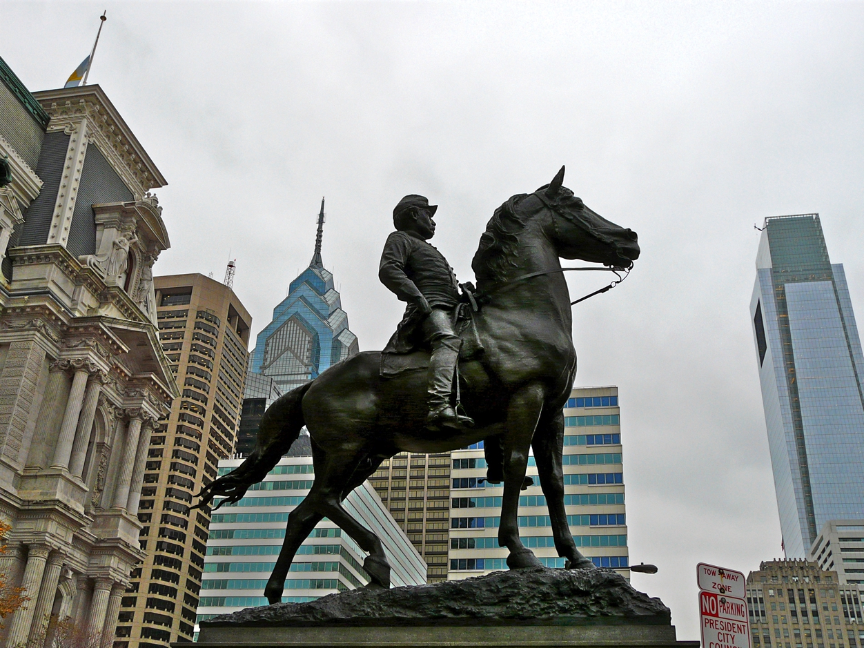 Equestrian statue of George Brinton McClellan in PA Philadelphia US