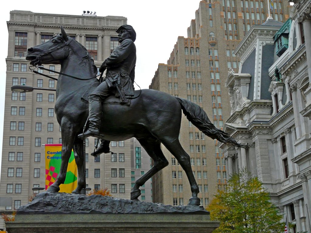 Equestrian statue of George Brinton McClellan in PA Philadelphia US