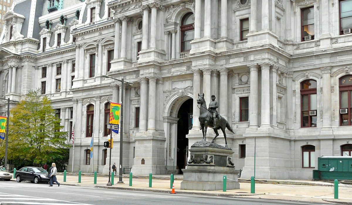 Equestrian statue of George Brinton McClellan in PA Philadelphia US