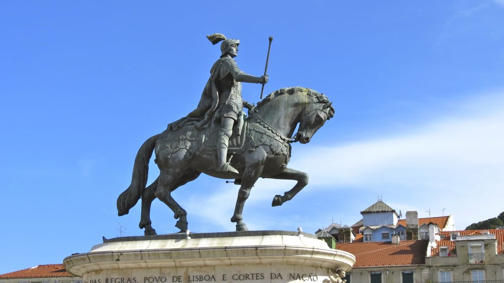 Equestrian statue of Joao I in Lisbon Portugal
