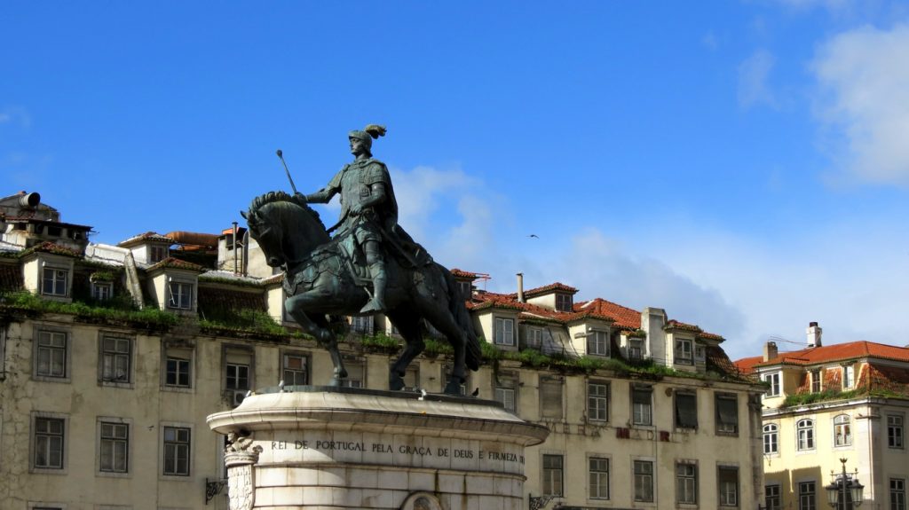 Equestrian statue of Joao I in Lisbon Portugal
