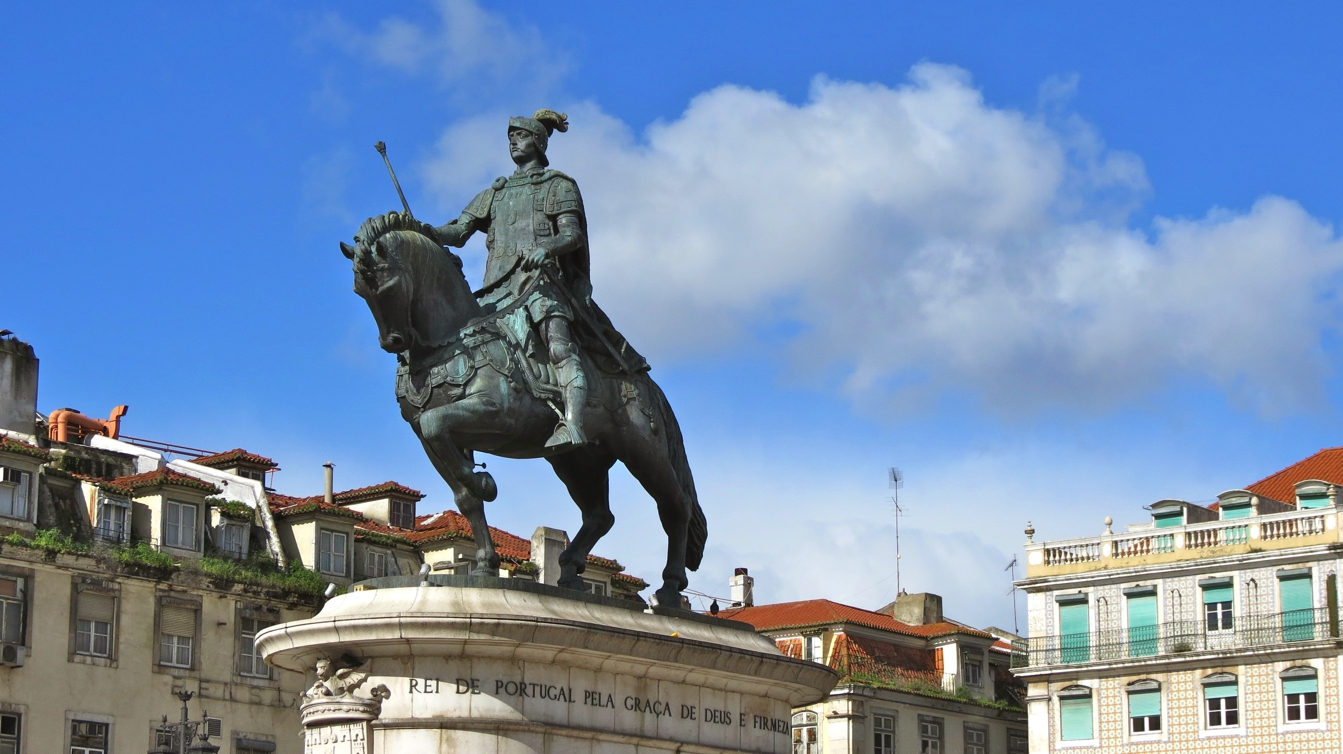 Equestrian statue of Joao I in Lisbon Portugal