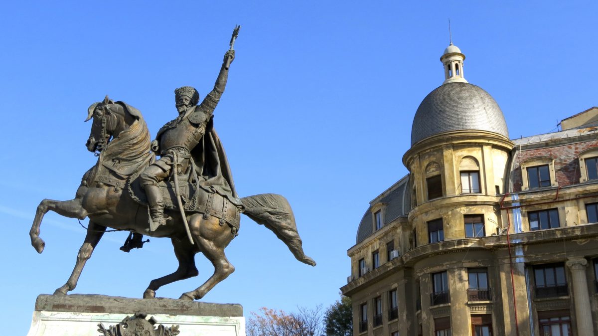 Equestrian statue of Michael the Brave in Bucharest Romania