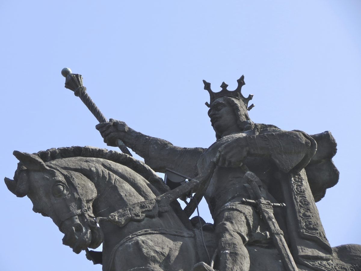 Equestrian statue of Stephen III of Moldavia in Suceava Romania