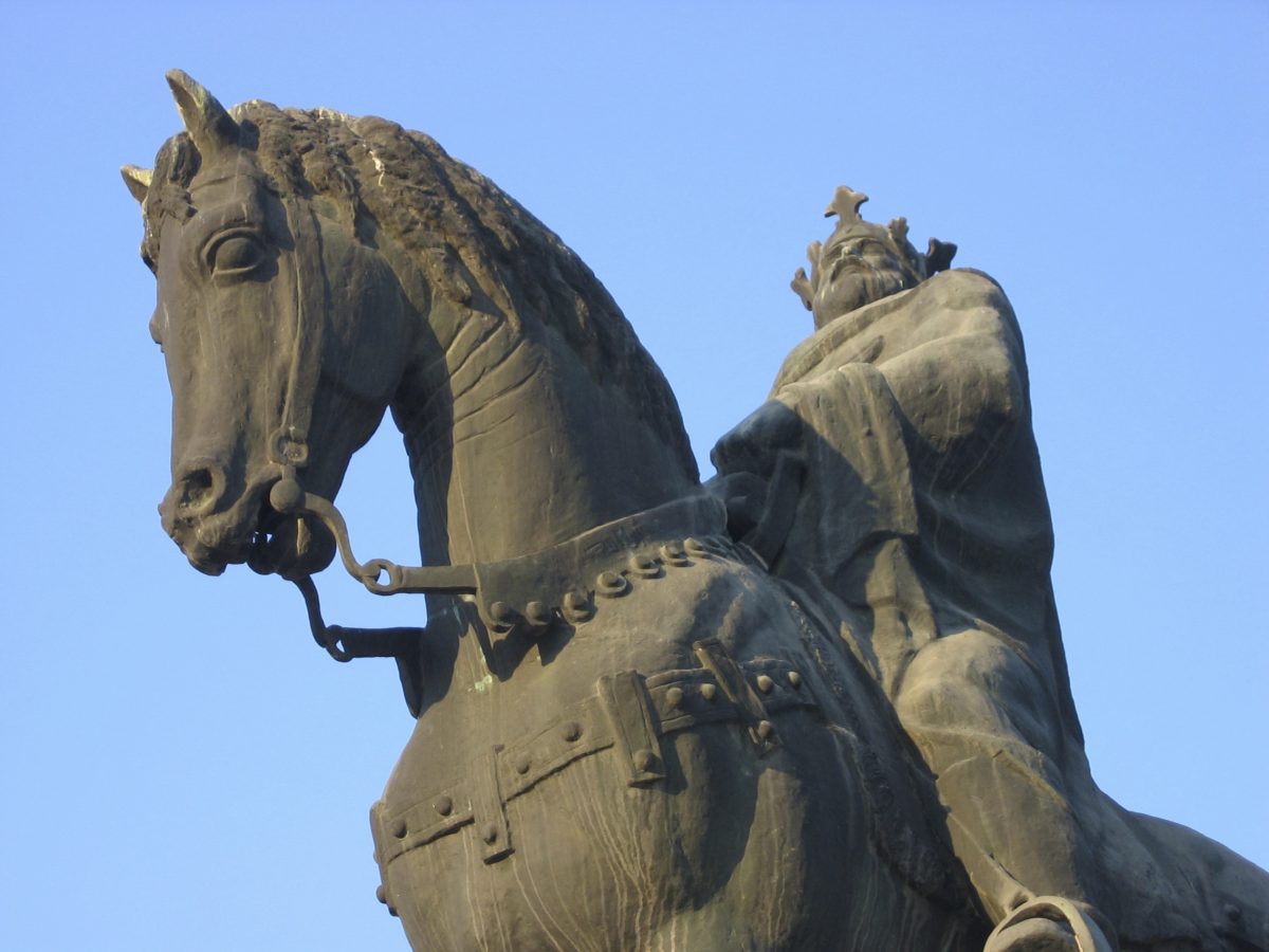 Equestrian statue of Mircea del Batran in Tulcea Romania