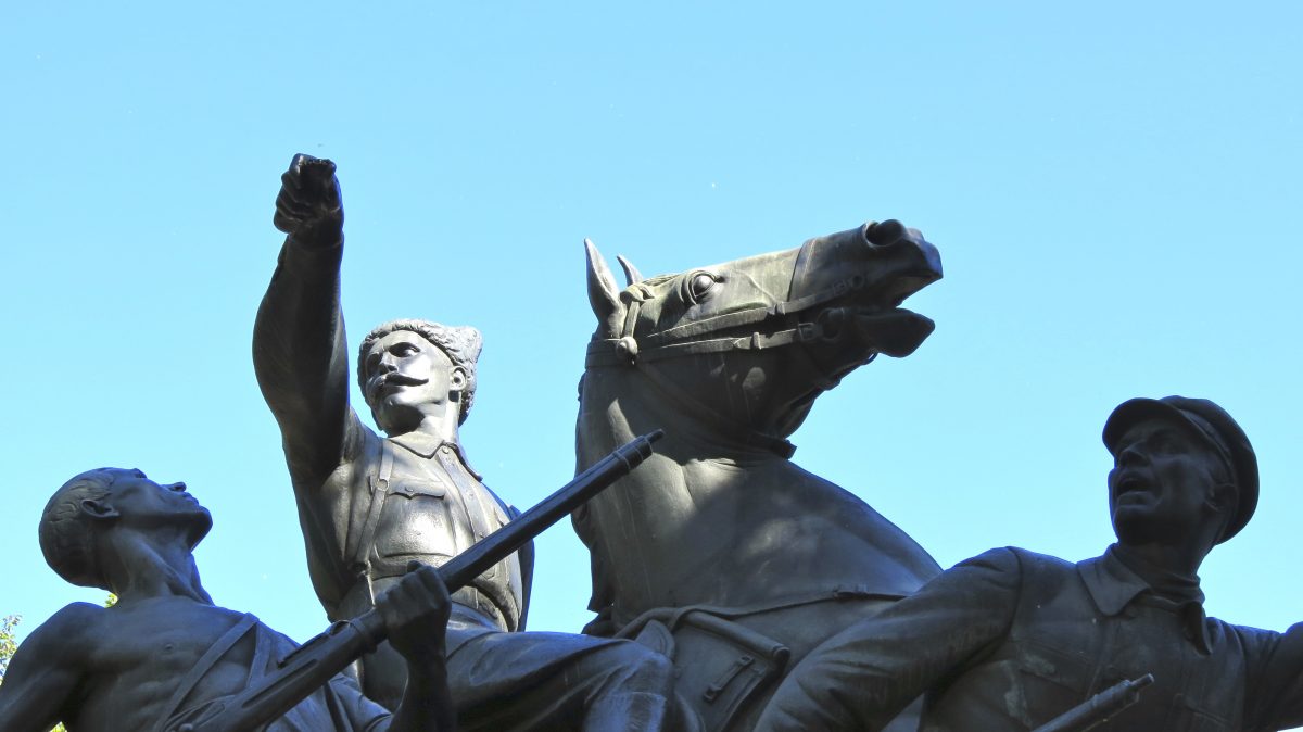 Equestrian statue of Vasily Chapayev in Saint Petersburg Russia