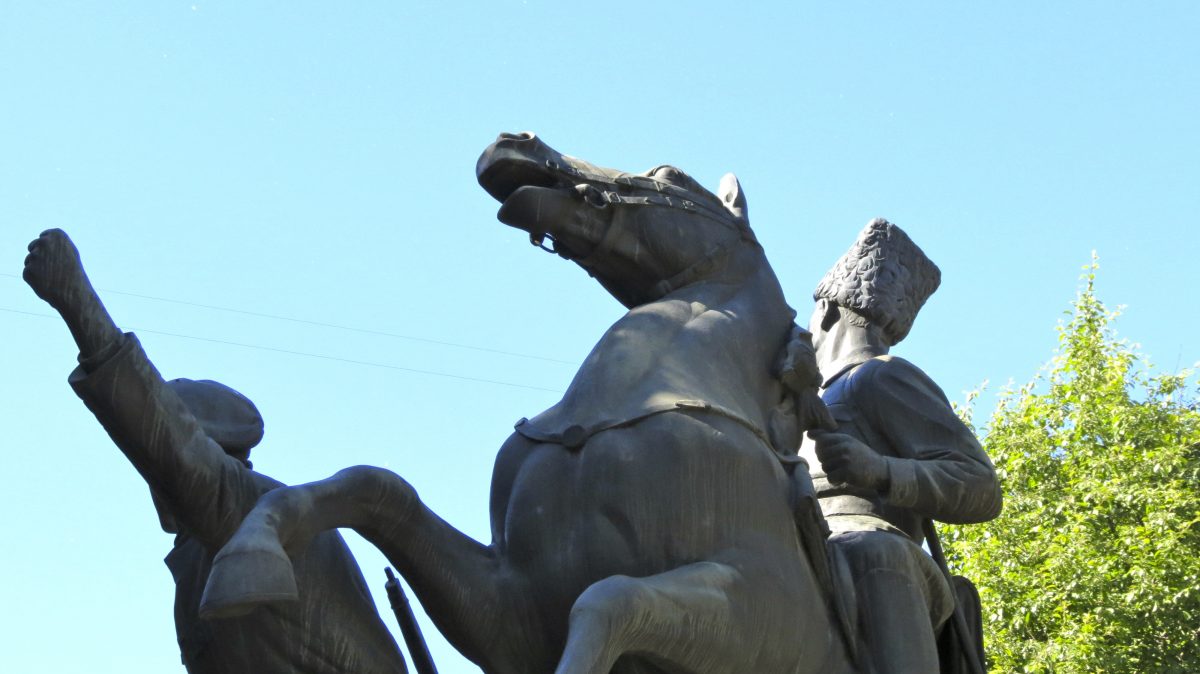 Equestrian statue of Vasily Chapayev in Saint Petersburg Russia