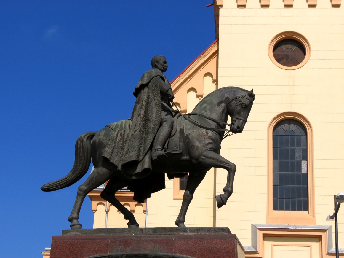 Equestrian statue of Karadjordjevic Petar I in Zrenjanin Serbia