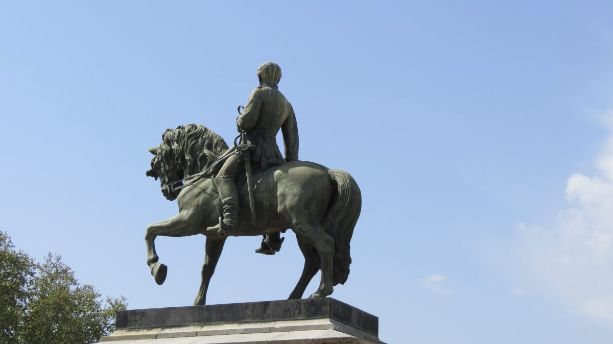Equestrian statue of Juan Prim y Prats in Barcelona Spain