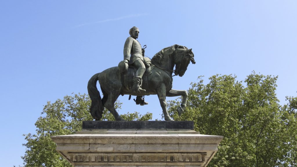 Equestrian statue of Juan Prim y Prats in Barcelona Spain