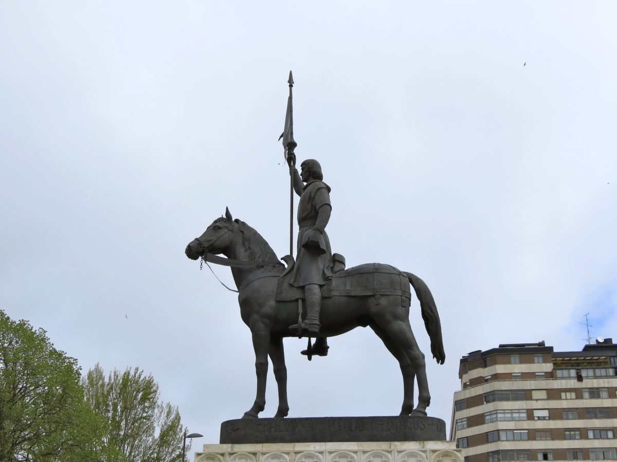 Equestrian statue of Diego Rodriguez Porcelos in Burgos Spain
