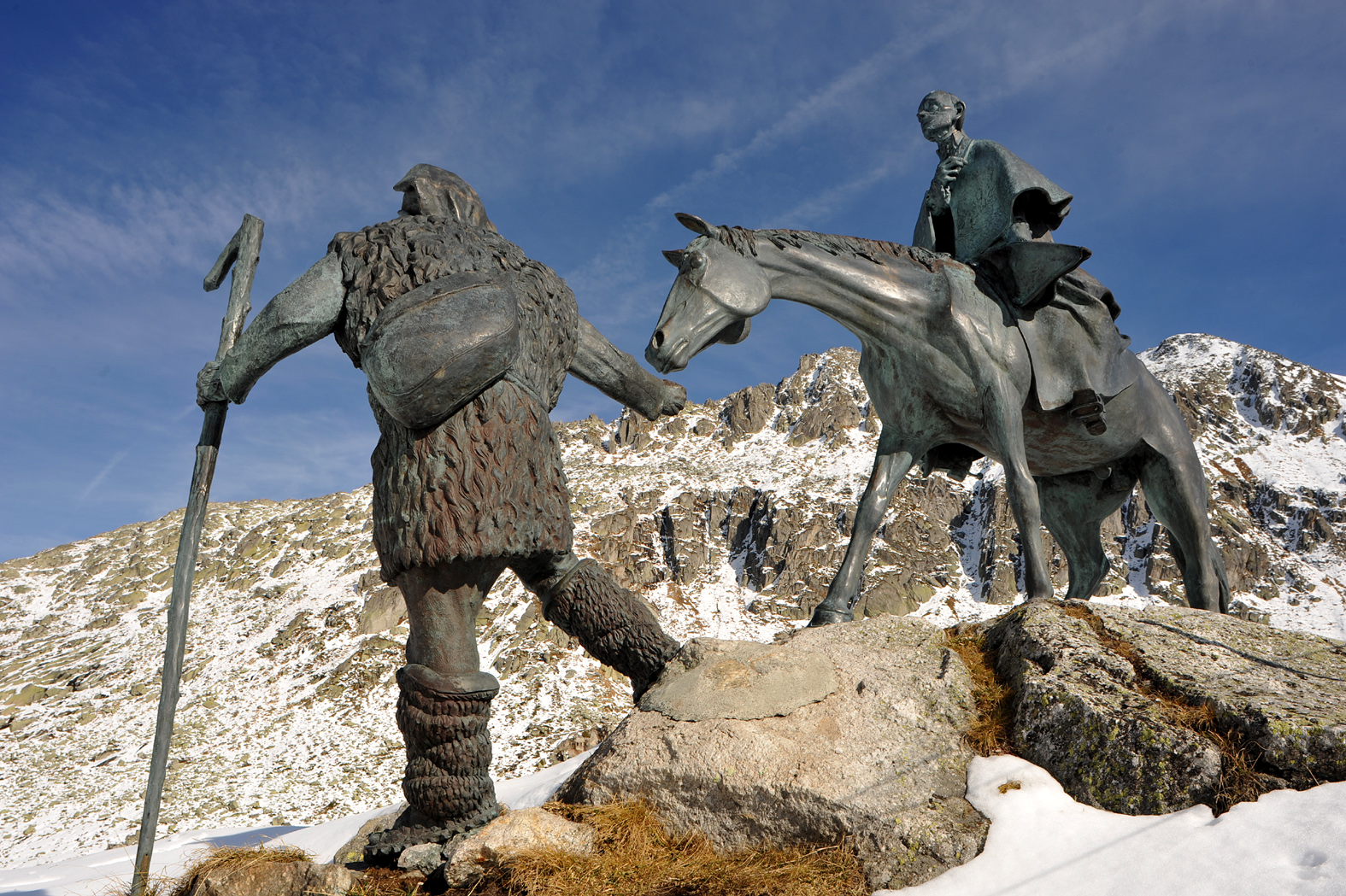 Equestrian statue of Alexander Suvorov in St Gotthard pass Switzerland