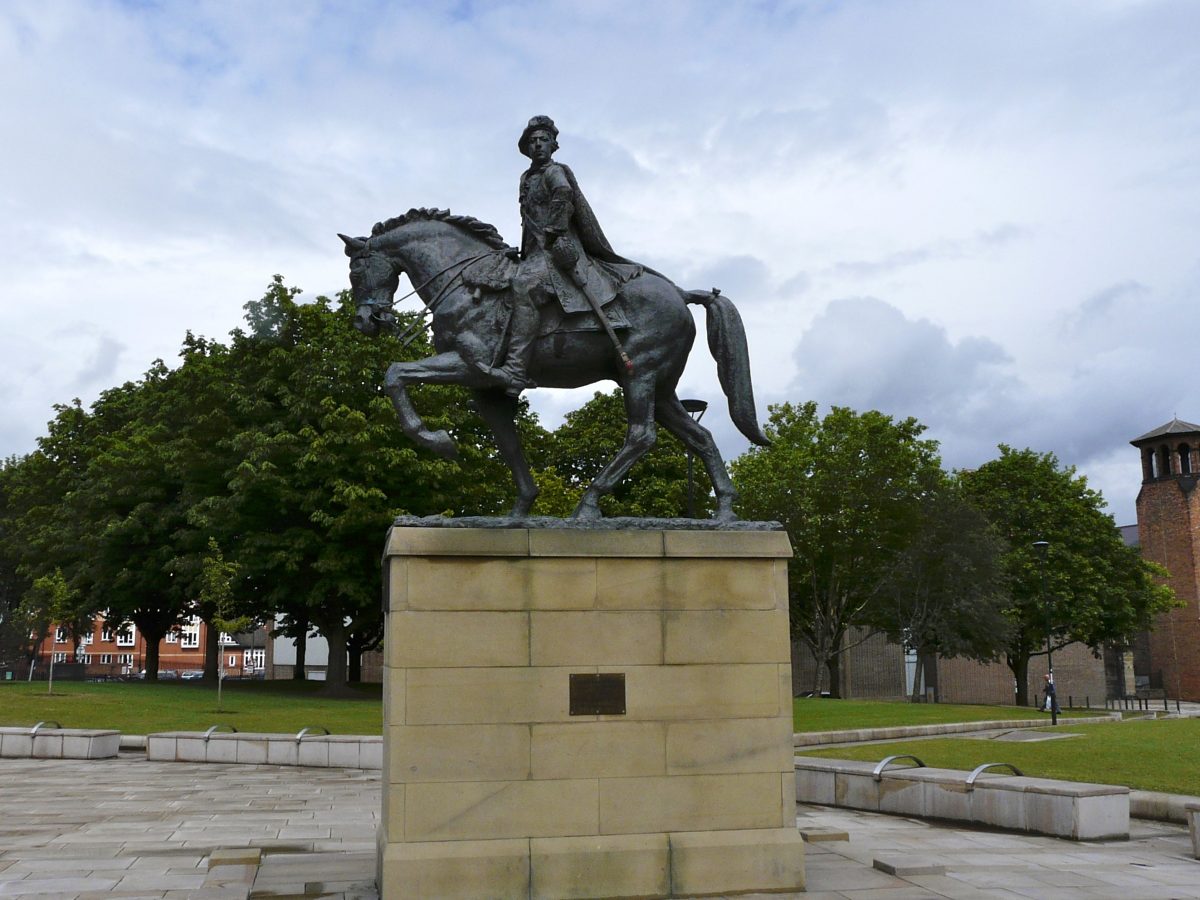 Equestrian statue of Charles Stuart in Derby UK