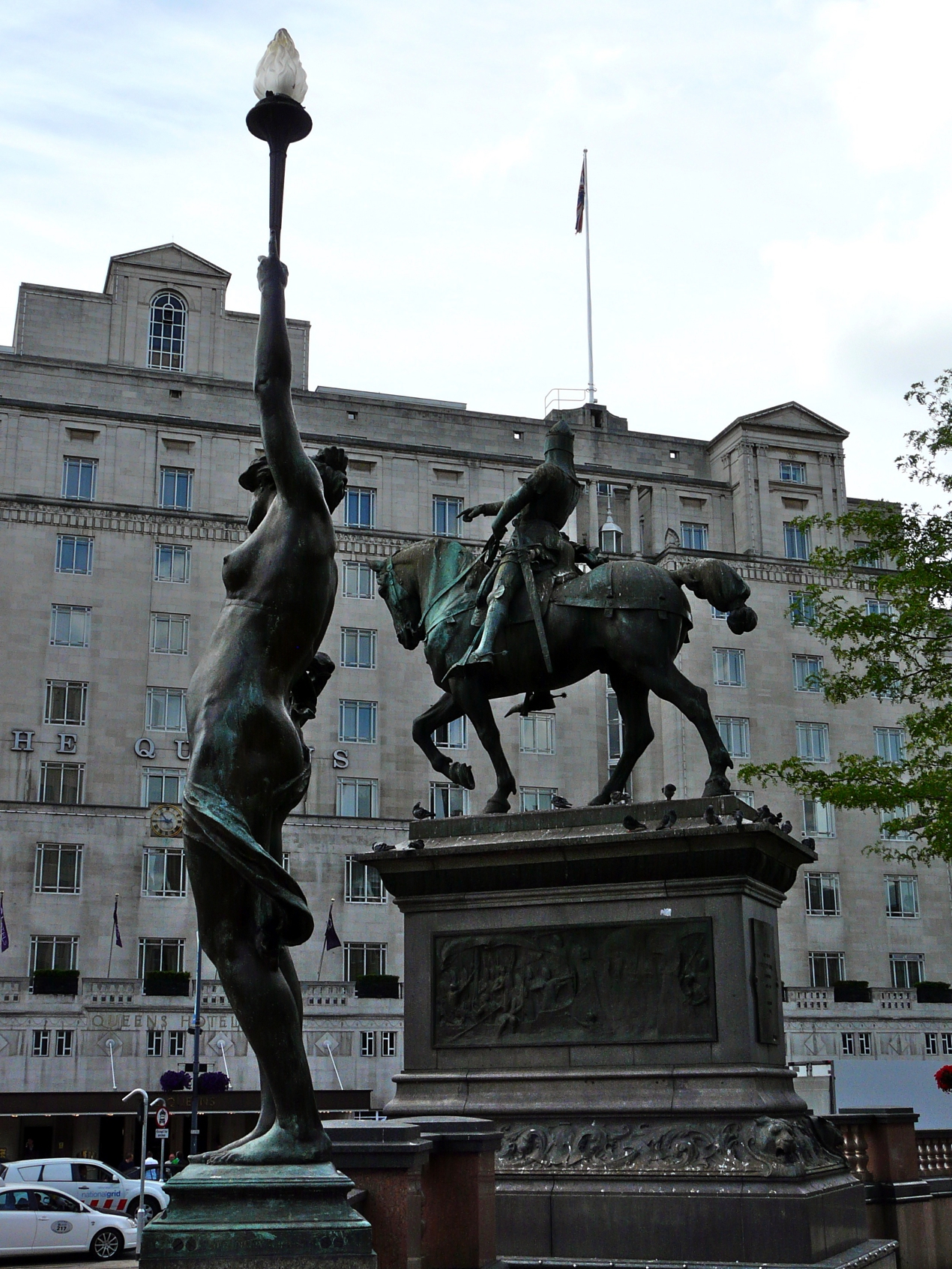 Equestrian statue of Prince of Wales Edward in Leeds UK